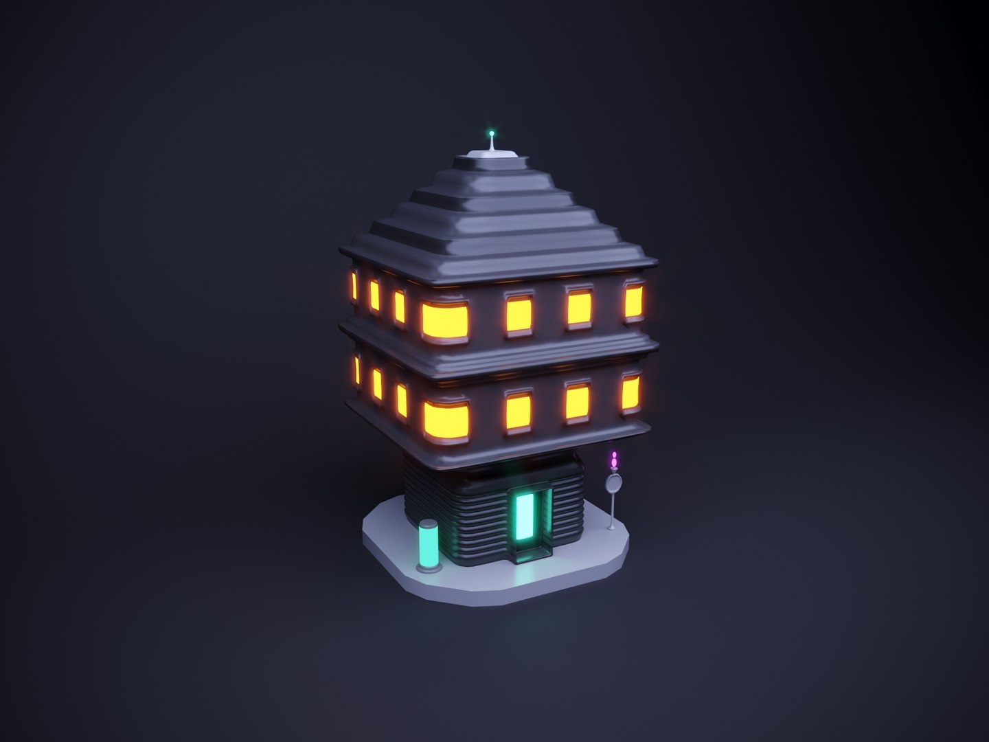 3D Cute Cartoon Sci-fi Futuristic Privat House Low Poly Variation 3 ...