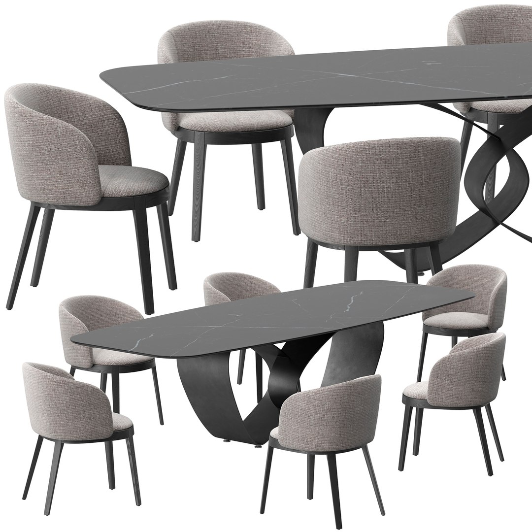 3D model Calligaris Adel Chair Breeze Table Set - TurboSquid 2088034