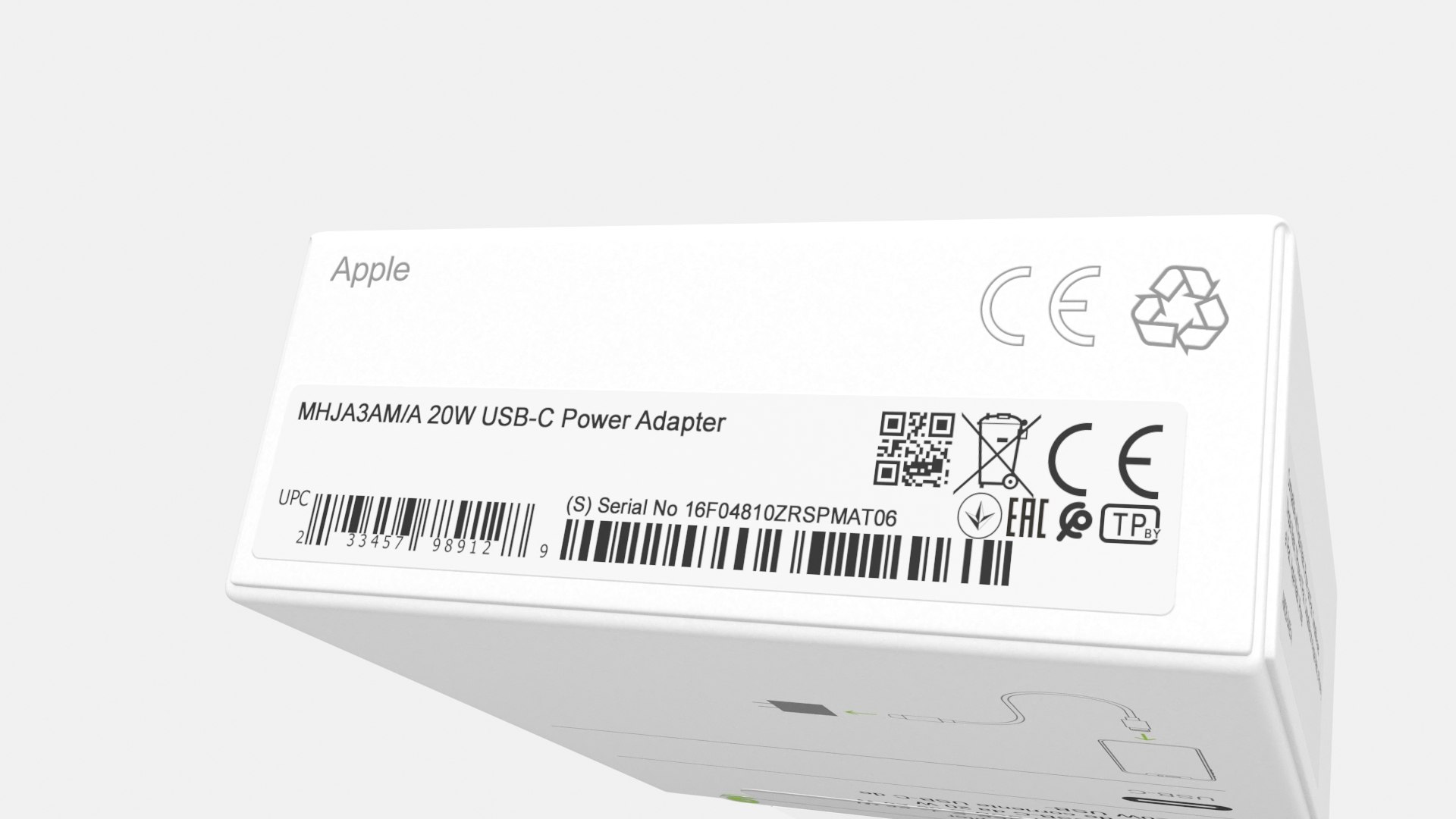 3D Model Apple USB-C Power Adapter Retail Packaging - TurboSquid 2220716