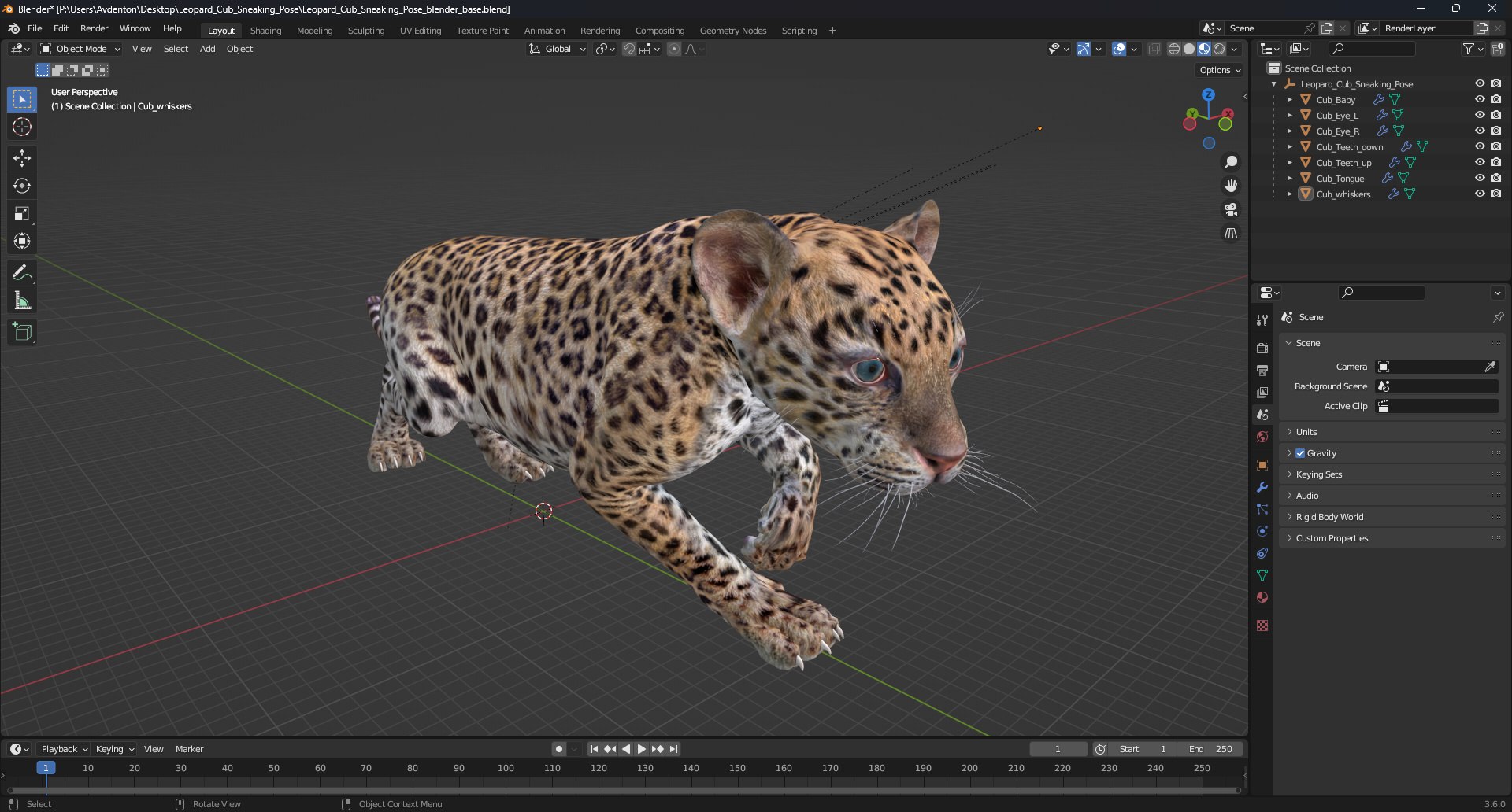 Leopard Cub Sneaking Pose 3D Model - TurboSquid 2335564
