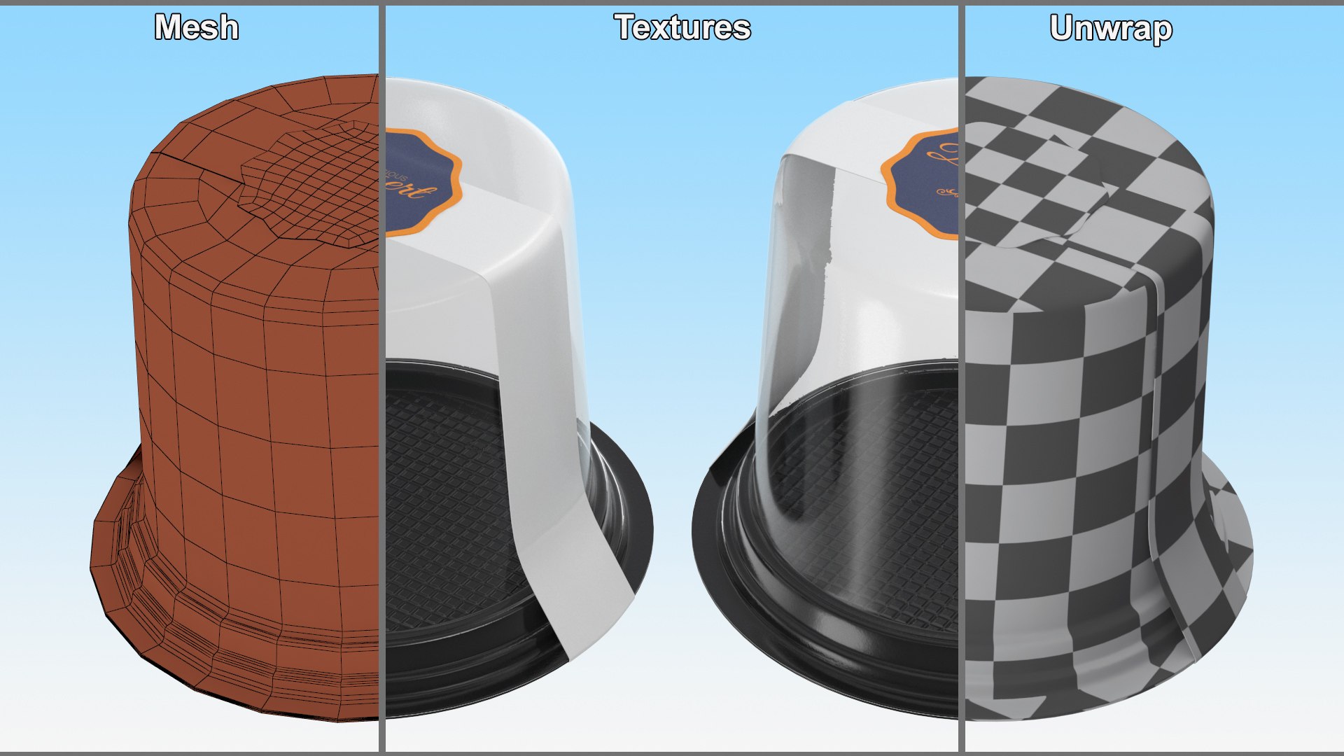 Plastic Container For Piece Of Cake Round Black 3D - TurboSquid 1985299