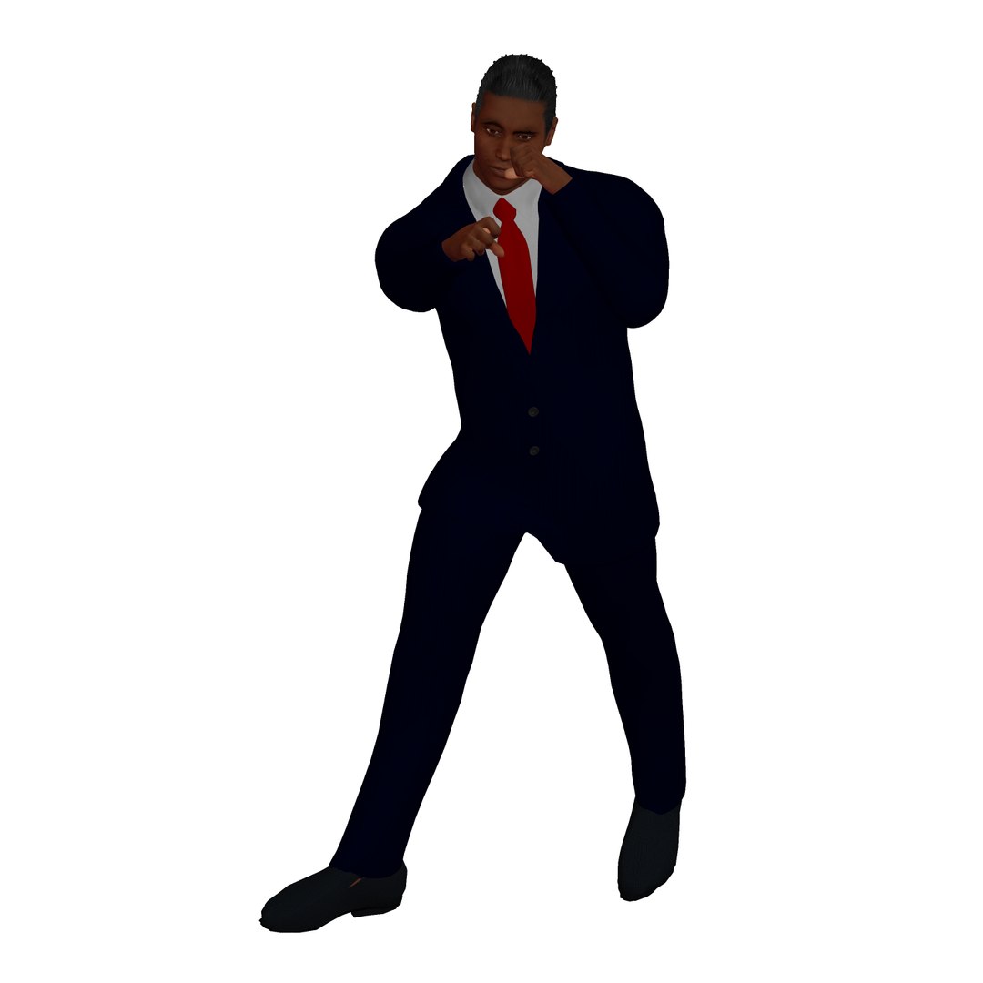 Black Businessman Navy Blue Model - TurboSquid 1664345