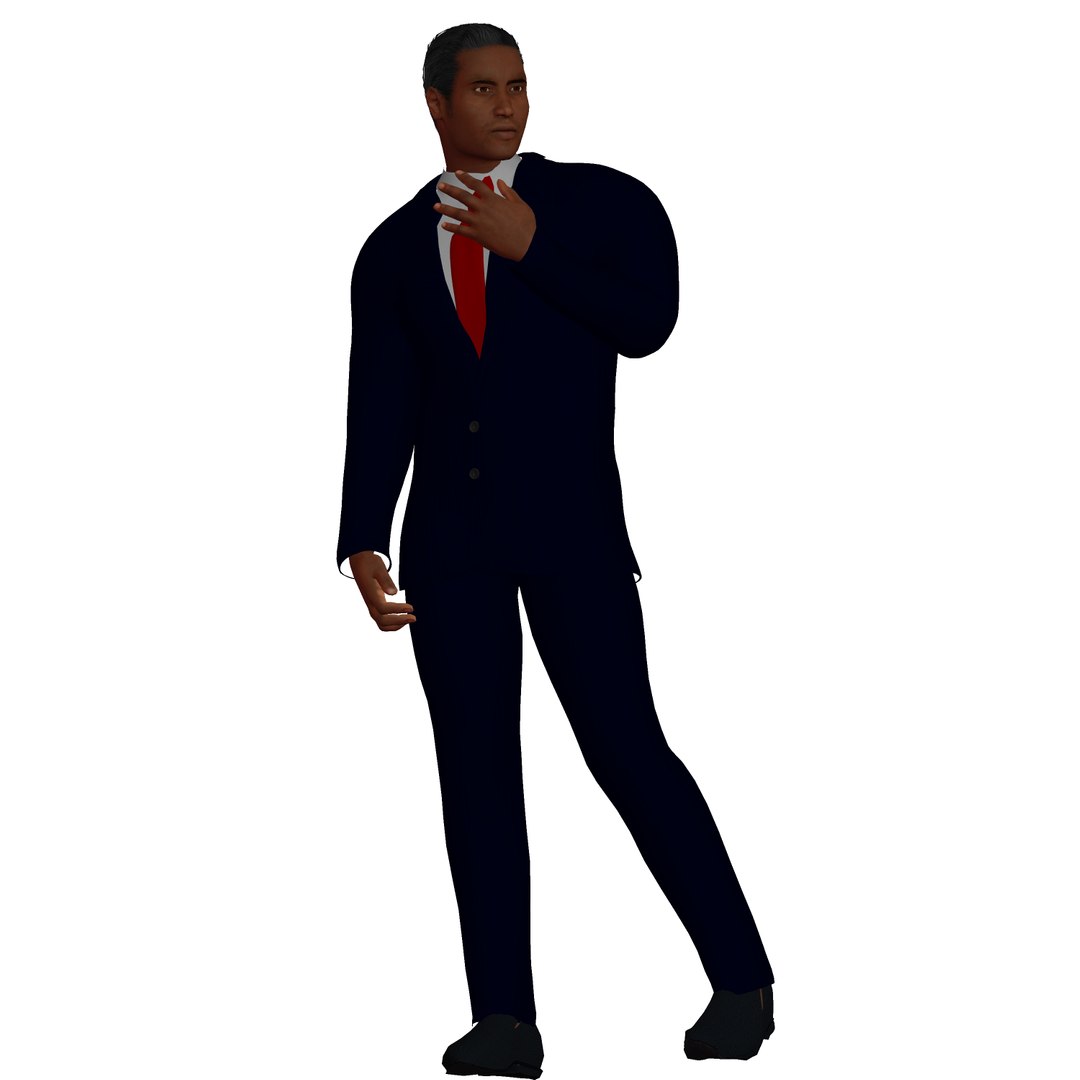 Black Businessman Navy Blue Model - TurboSquid 1664345