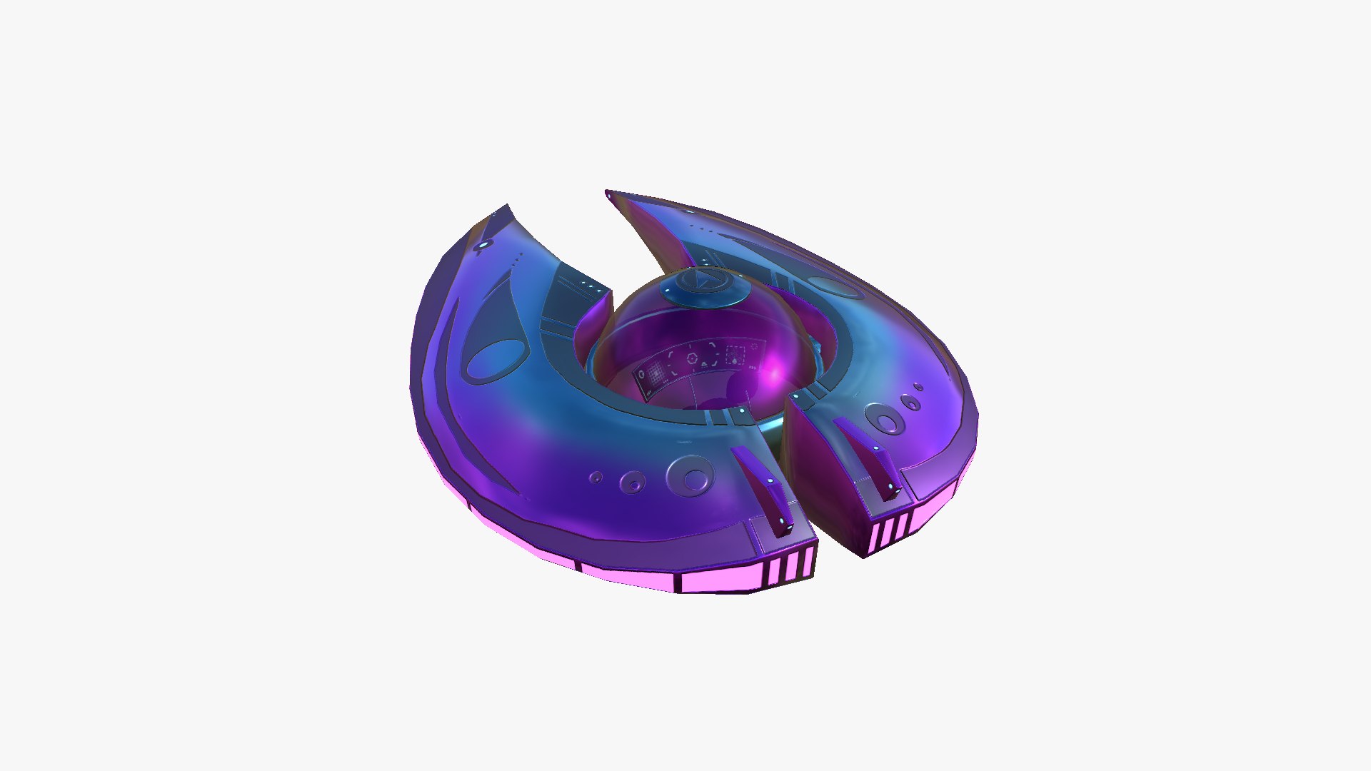 Alien Spaceship UFO I04 Purple Blue - Sci Fi Spacecraft Design 3D Model ...