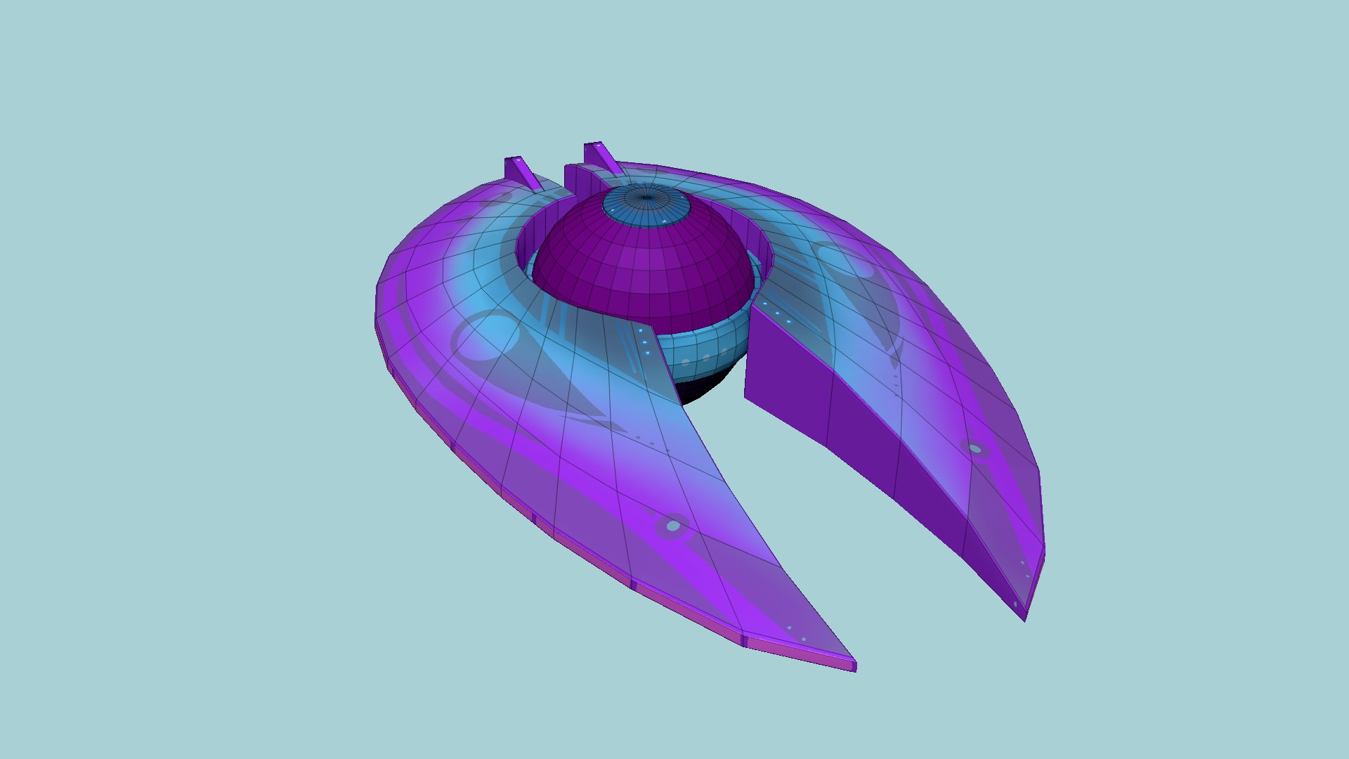 Alien Spaceship UFO I04 Purple Blue - Sci Fi Spacecraft Design 3D Model ...
