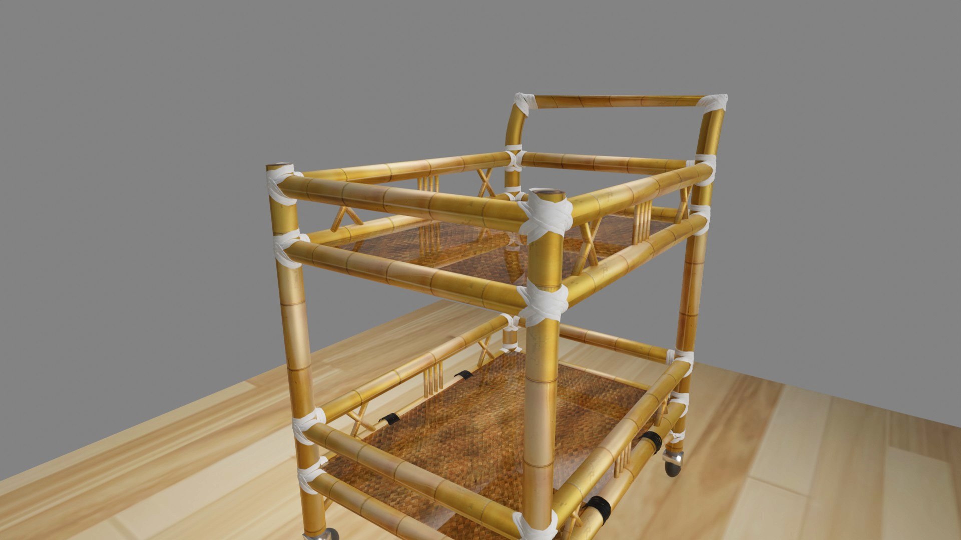 3D bamboo tea cart model - TurboSquid 2156732