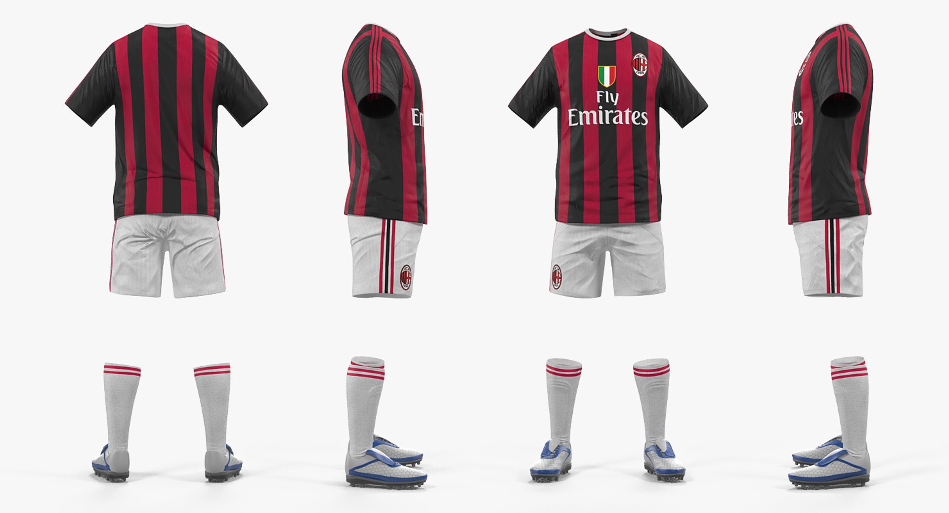 Soccer Uniform Milan 3D Model - TurboSquid 1304816