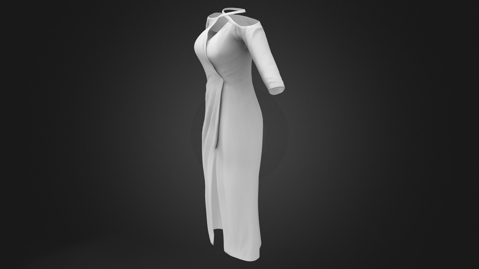 3D Korean Style Wrapped Blue Long Evening Dress Model - TurboSquid 1994039