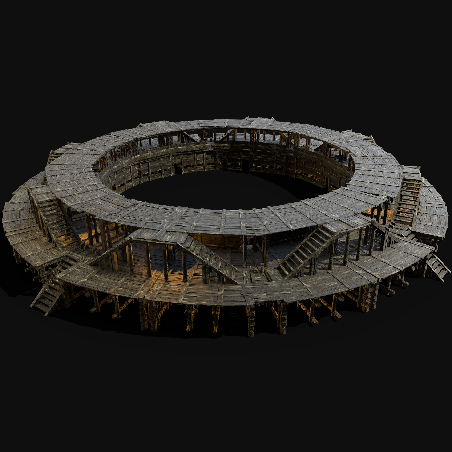 ARENA FIGHT BATTLE WOODEN MEDIEVAL STANDS CONSTRUCTION AAA 3D model ...
