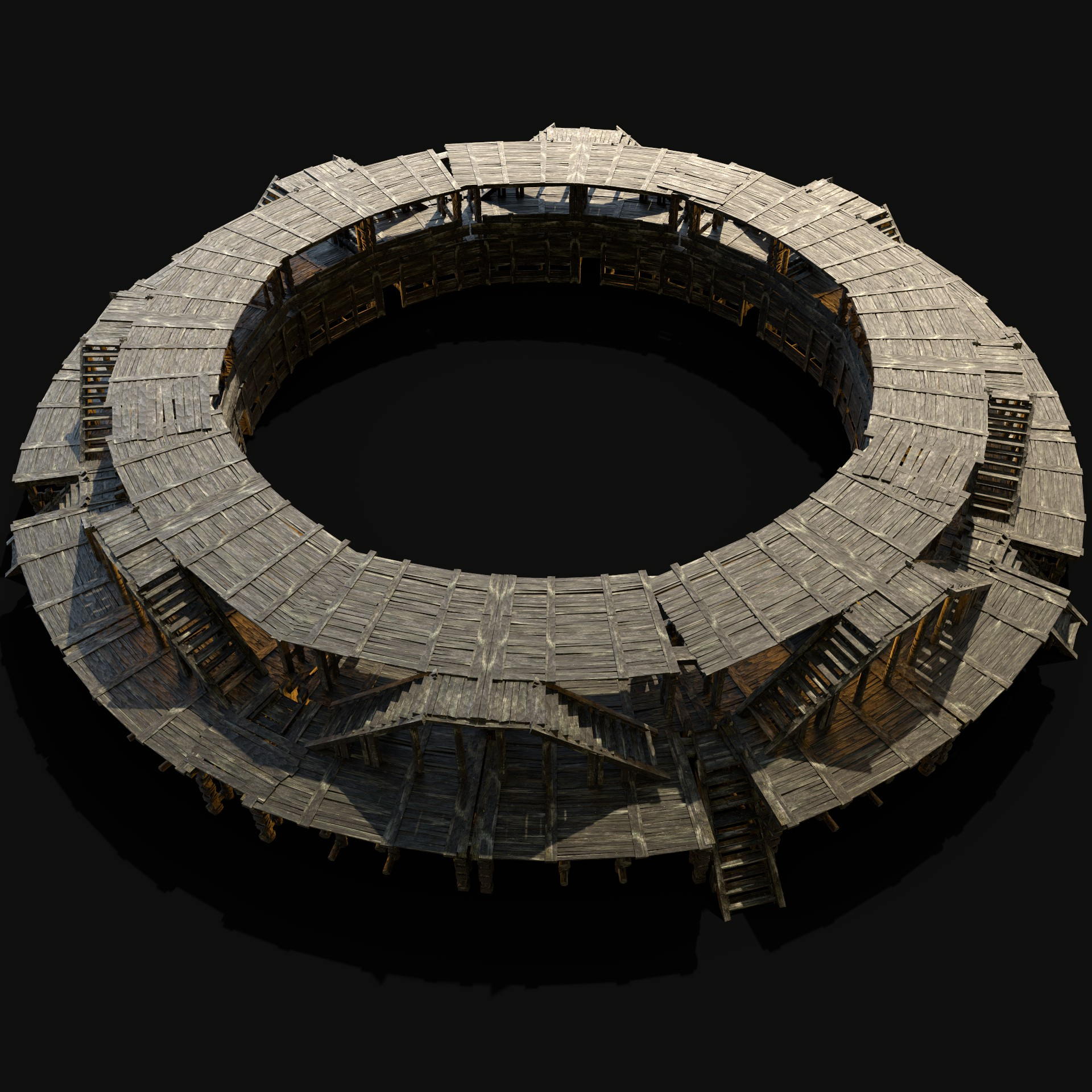 ARENA FIGHT BATTLE WOODEN MEDIEVAL STANDS CONSTRUCTION AAA 3D model ...