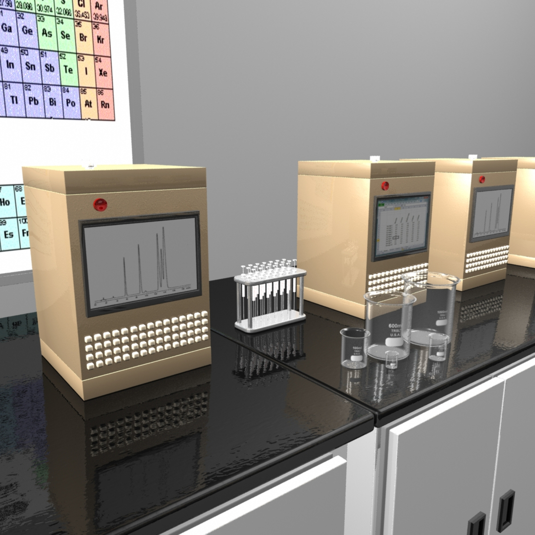 3d model of laboratory beakers
