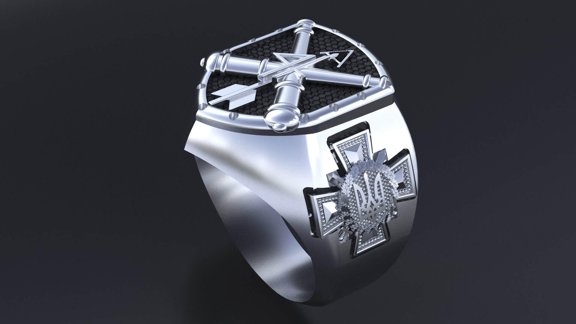 Ring With Symbols Of The Army Of Ukraine 3D Print Model Or Cnc Model 3D ...