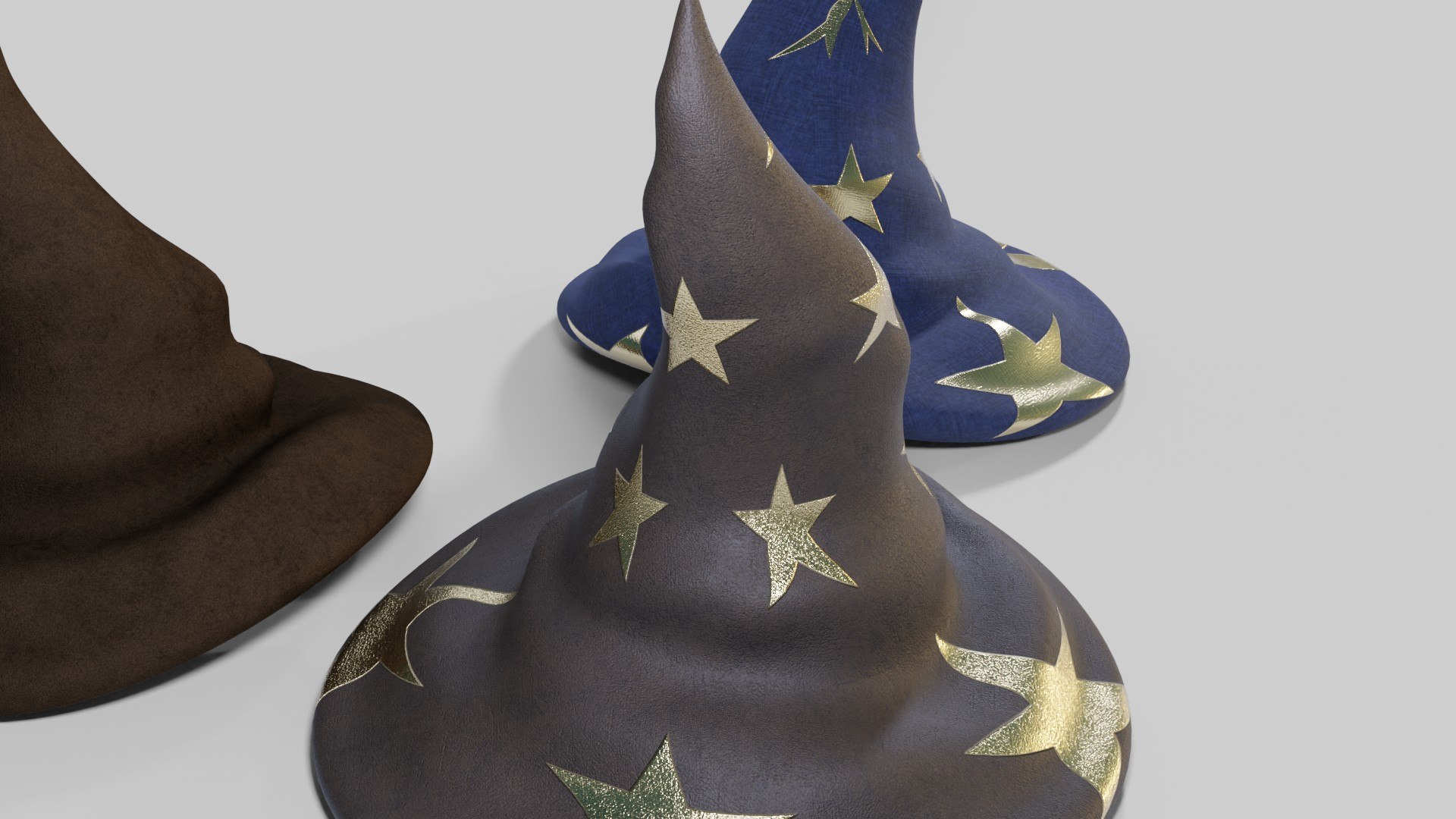 3D Model 3 Wizards And Witch Hats With Different Pbr Textures ...
