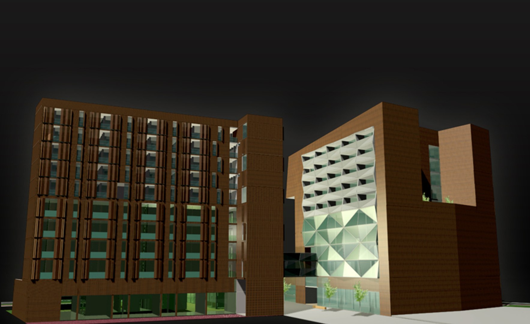 Maya Modern Building Complex Exterior