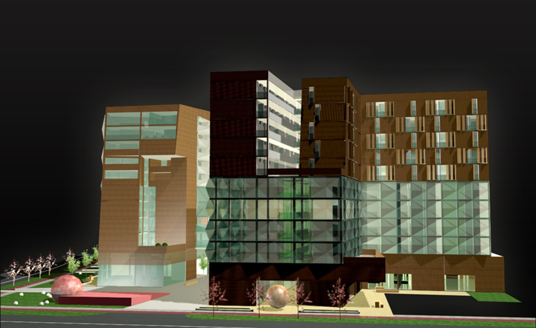 Maya Modern Building Complex Exterior