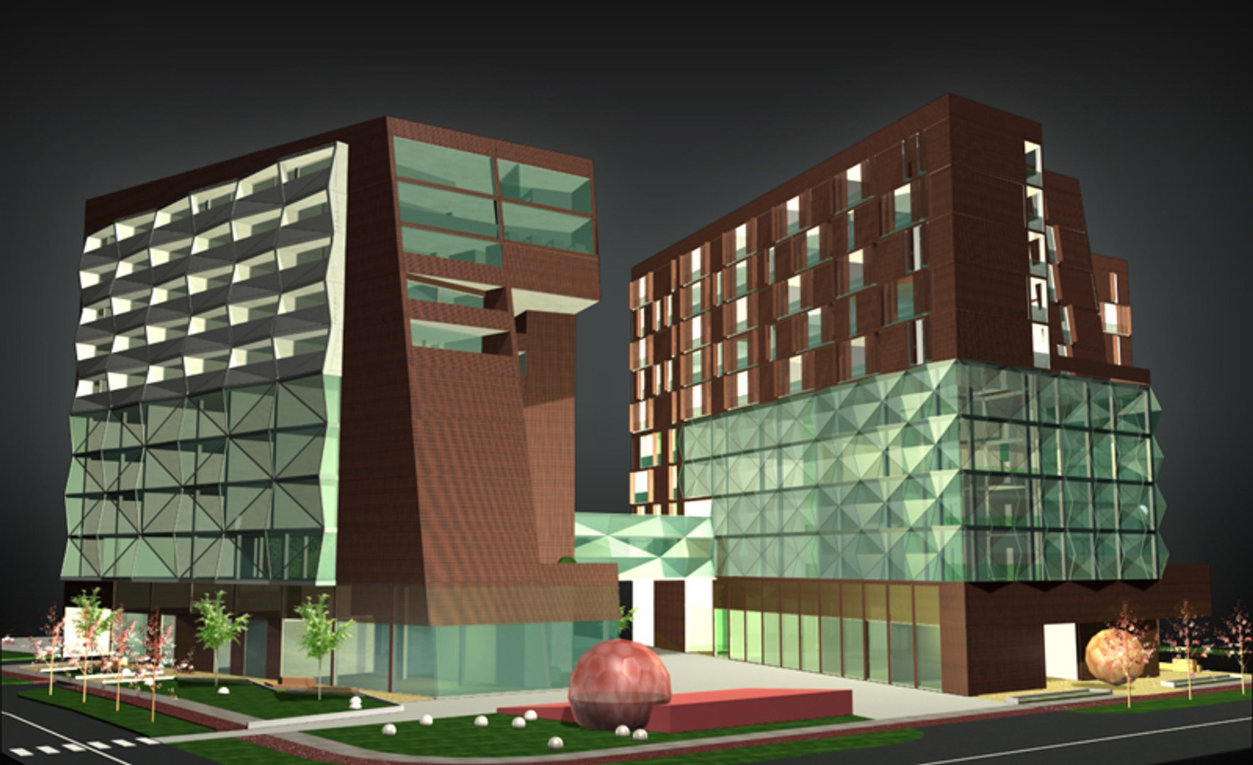 Maya Modern Building Complex Exterior