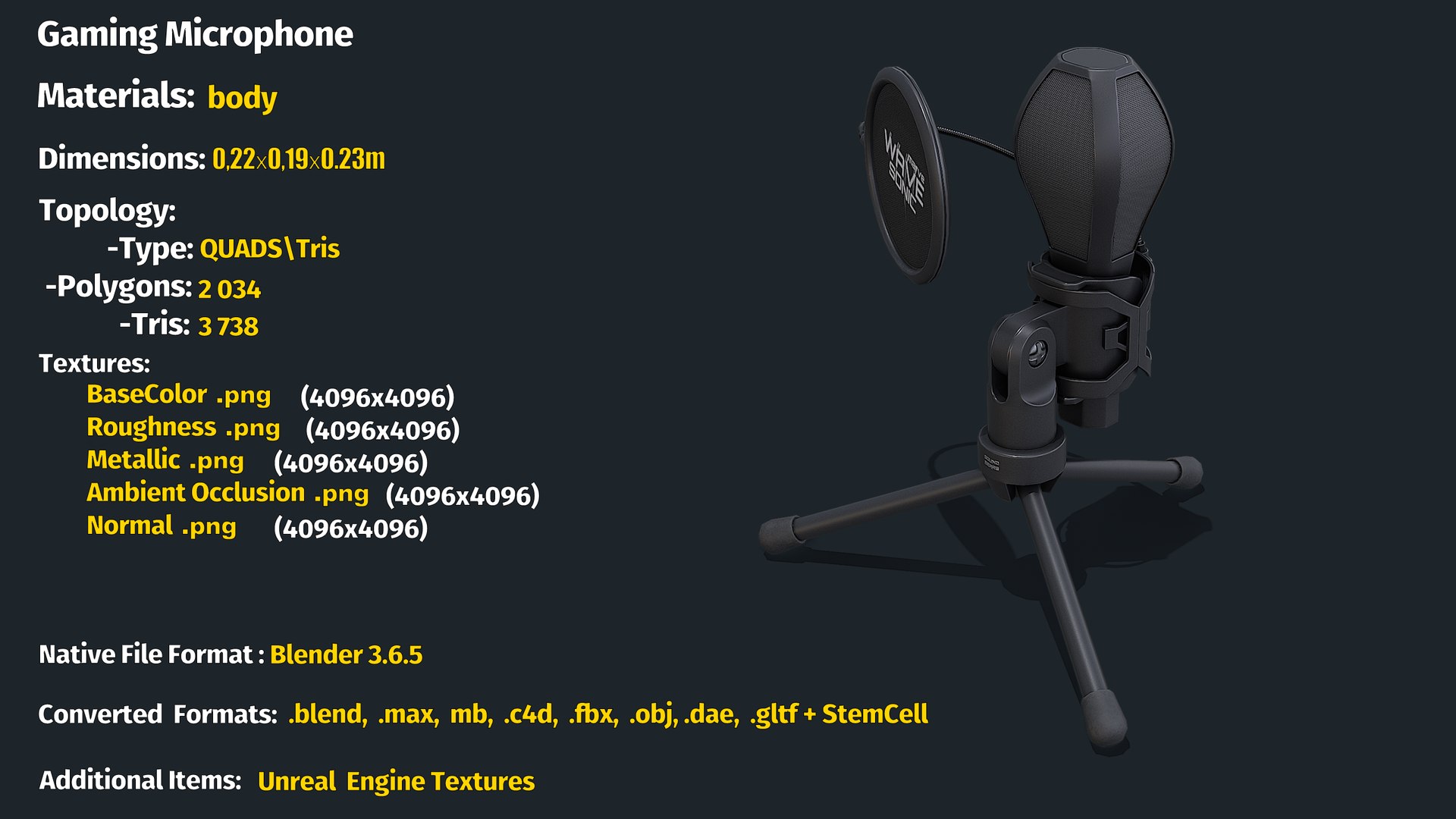 Gaming Microphone 3D Model - TurboSquid 2154793