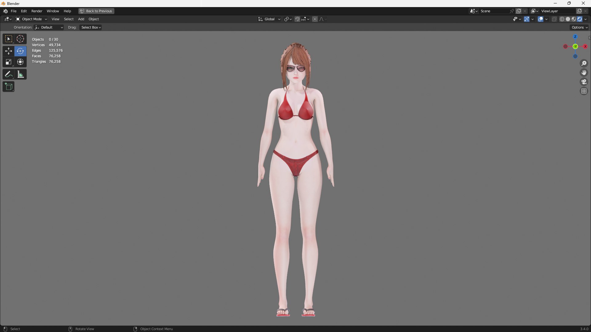 3D Bikini Clothes 0018 - Rig - Unreal - Unity - Blender - Animated - Realistic Female Character ...