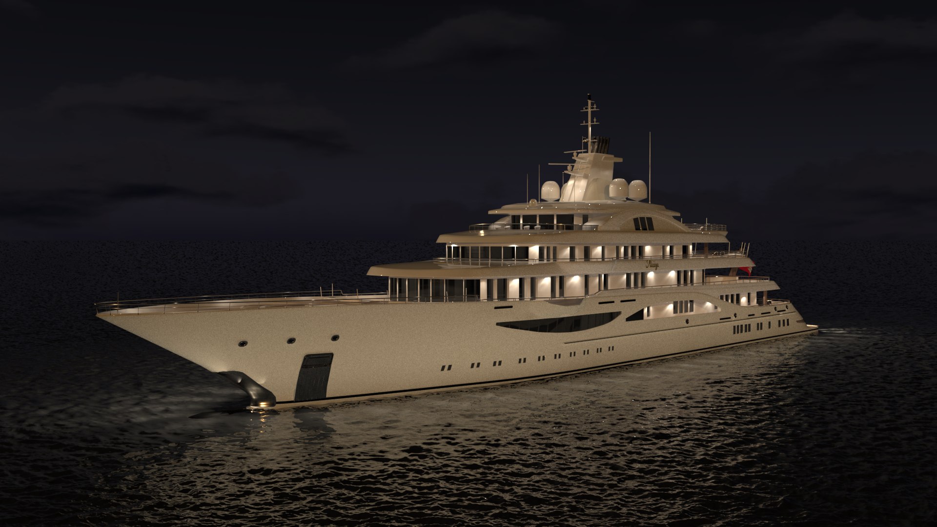 3D Alaiya Superyacht Night Scene Model - TurboSquid 2202843