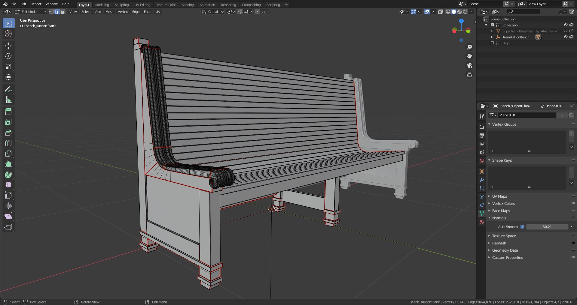3D Model Bench Train Station - TurboSquid 1668962