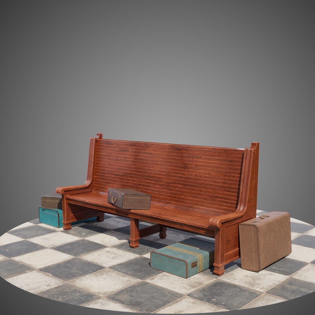 3D Model Bench Train Station - TurboSquid 1668962