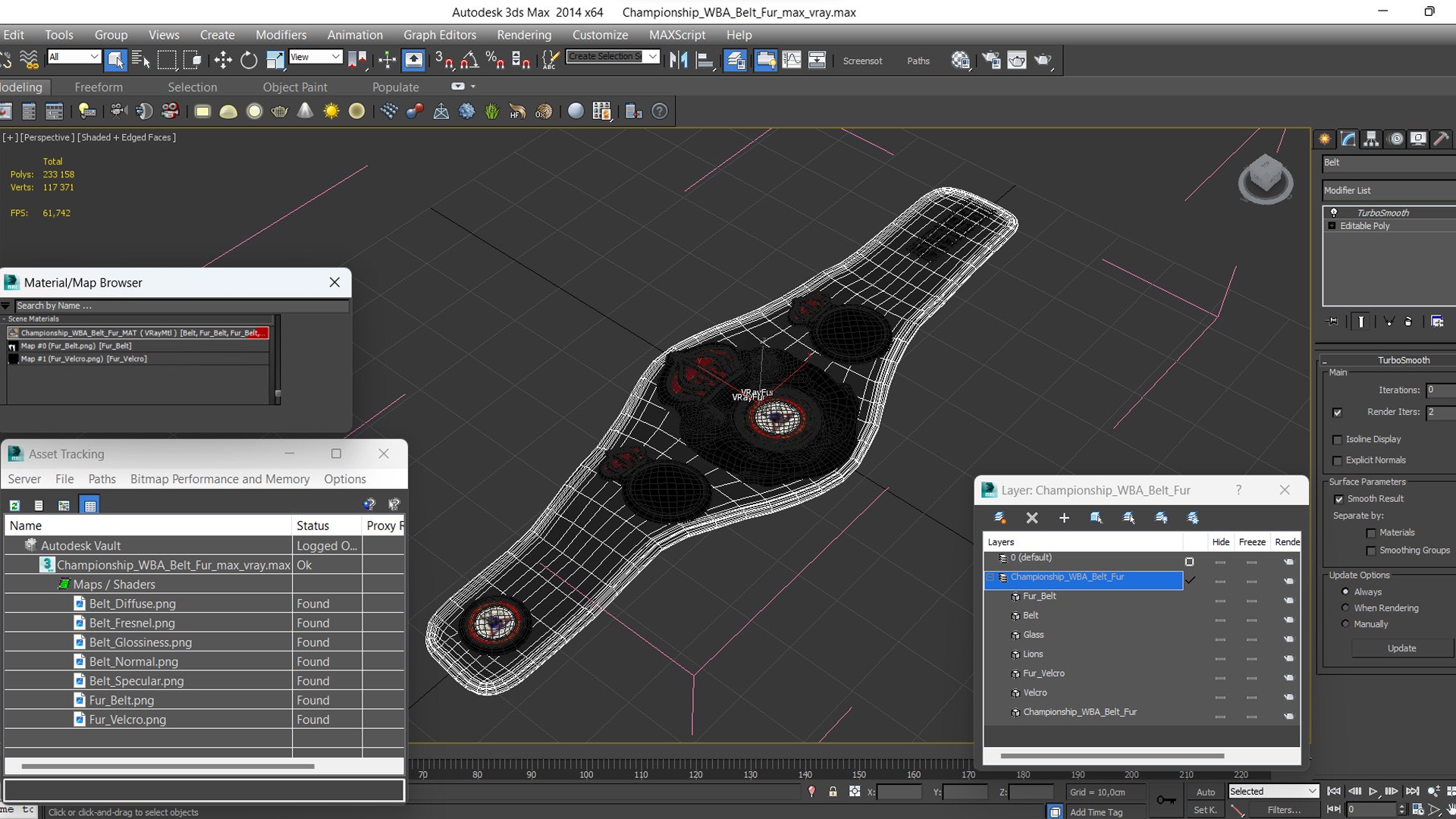 Championship WBA Belt Fur 3D Model - TurboSquid 2217599