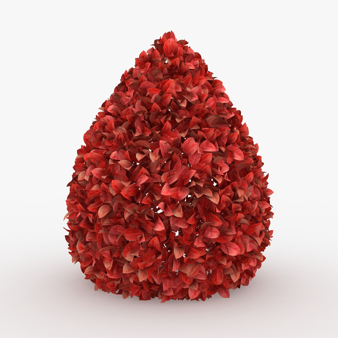 3d Model Realistic Hedge Set Red