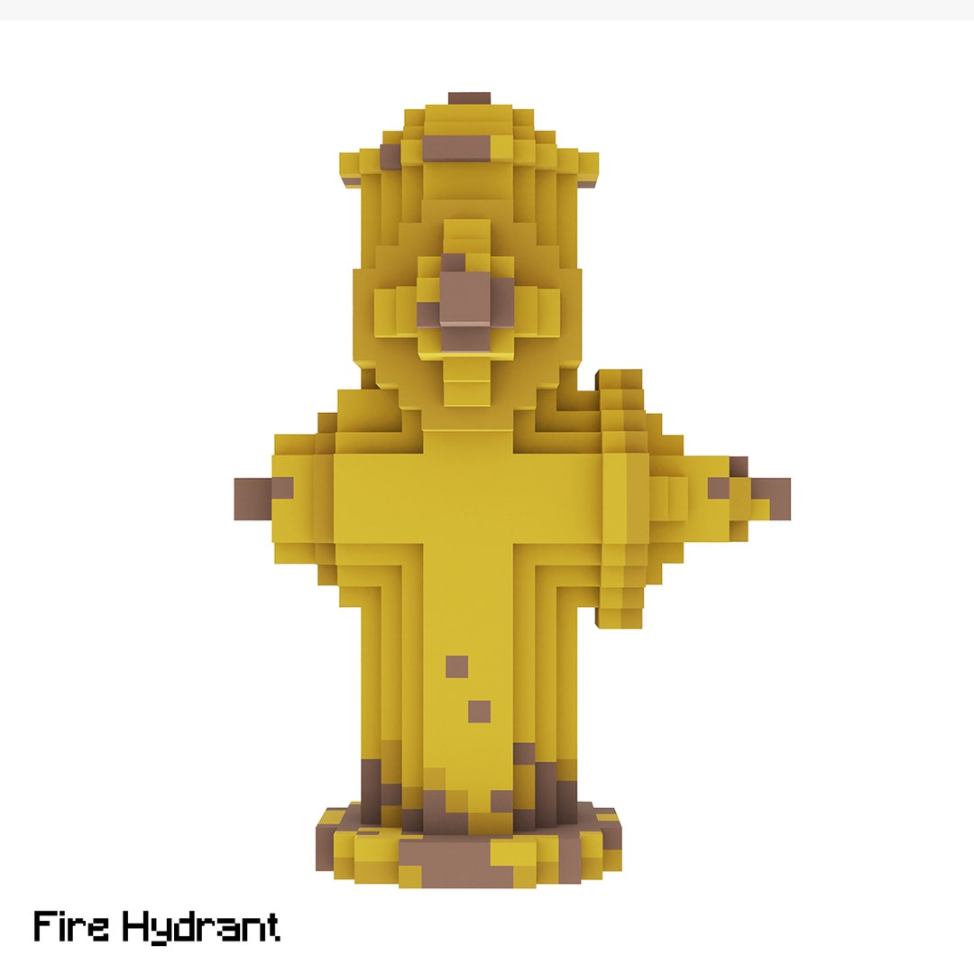 Voxel Yellow Fire Hydrant 3D Model - TurboSquid 2079872