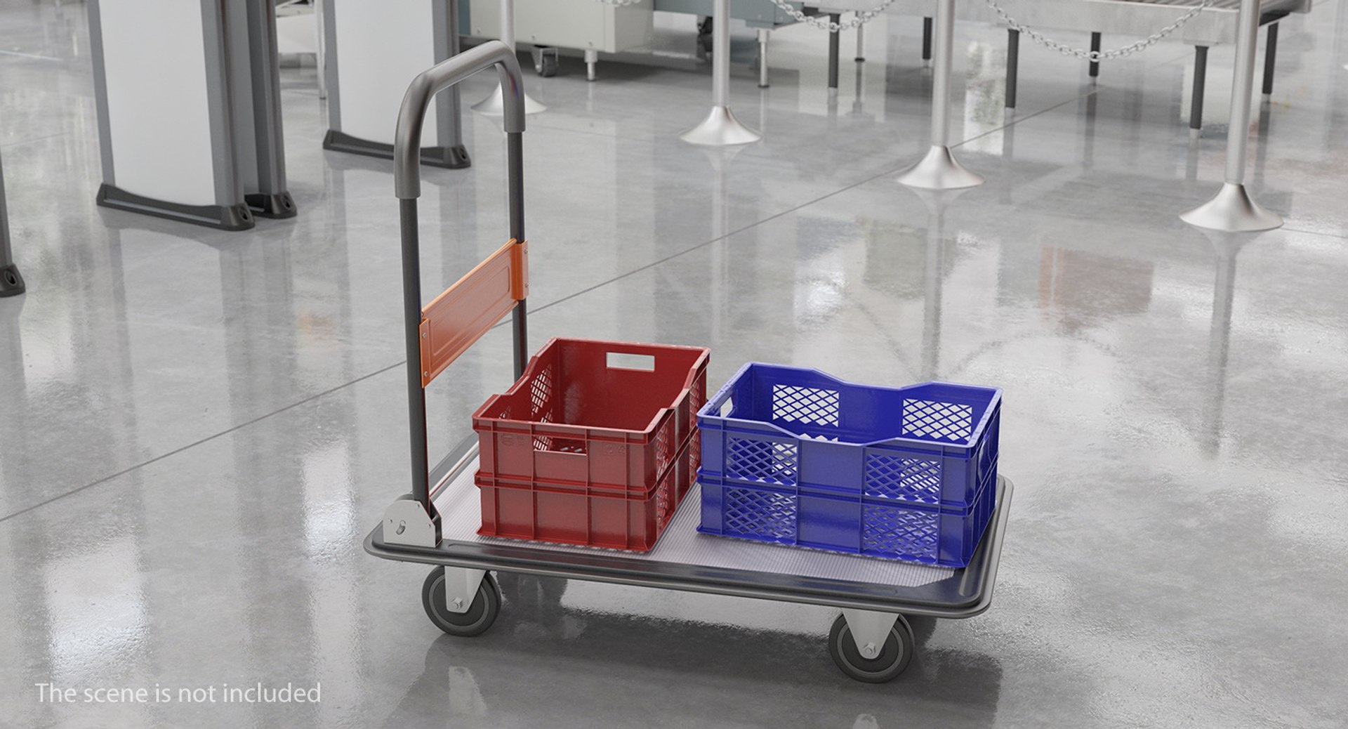 Folding Handle Trolley Crates 3D Model - TurboSquid 1415761