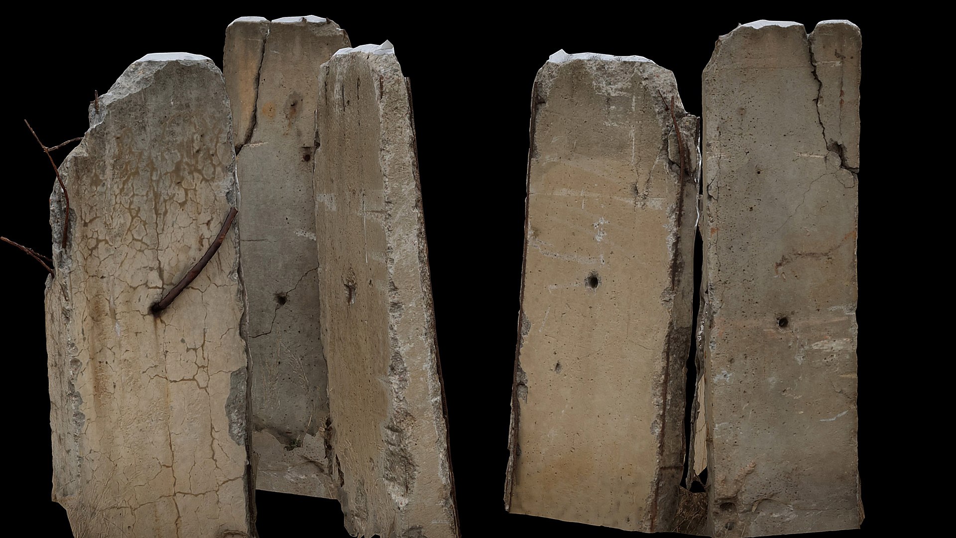 Concrete Fence Damaged Blocks Debris RAW Photogrammetry 3D Model ...
