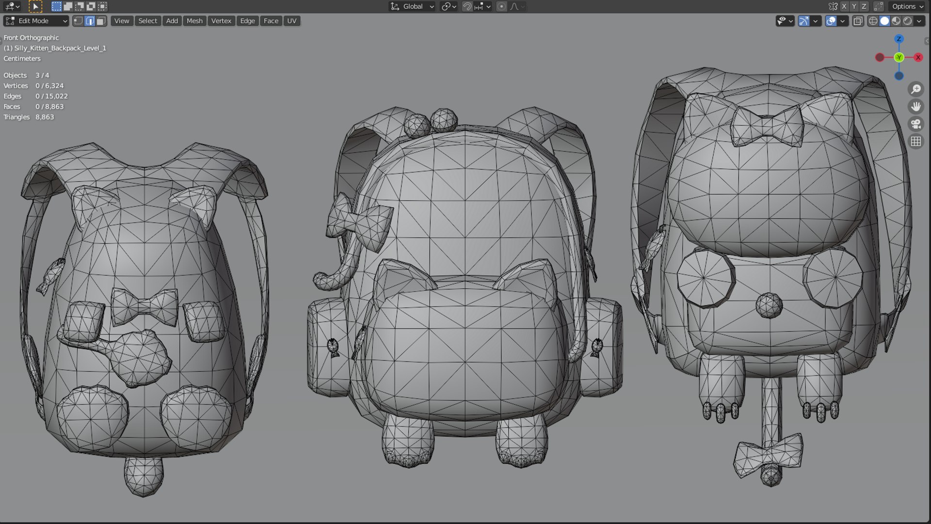 Bag 3x Silly Kitten Backpack 3D - TurboSquid 1839839