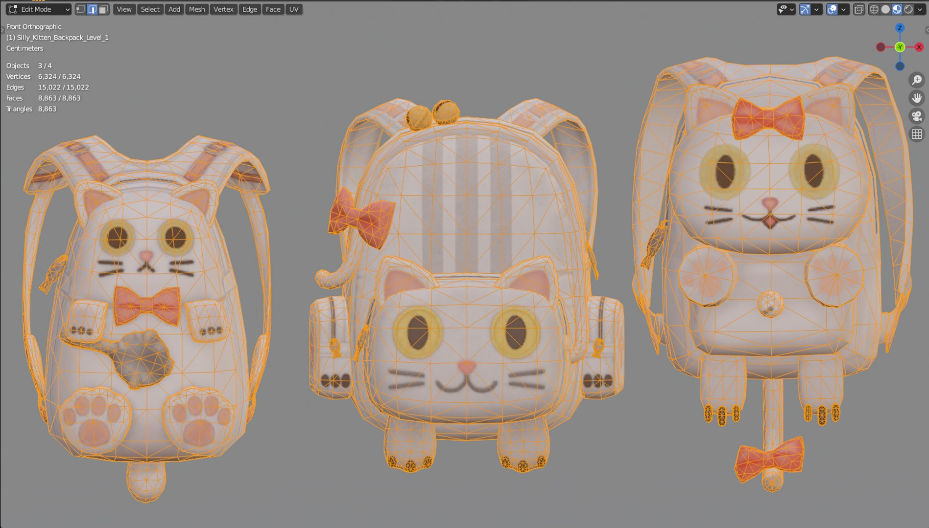 Bag 3x Silly Kitten Backpack 3D - TurboSquid 1839839
