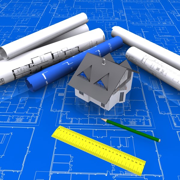 3d model of architectural blueprint house