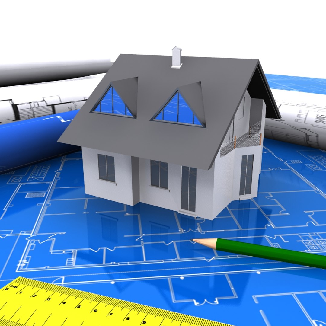 3d Model Of Architectural Blueprint House