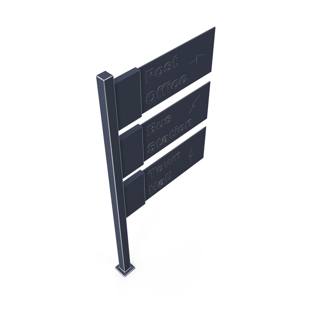 3D Wooden Base Metal Sign Mounted On The Ground - TurboSquid 2308936
