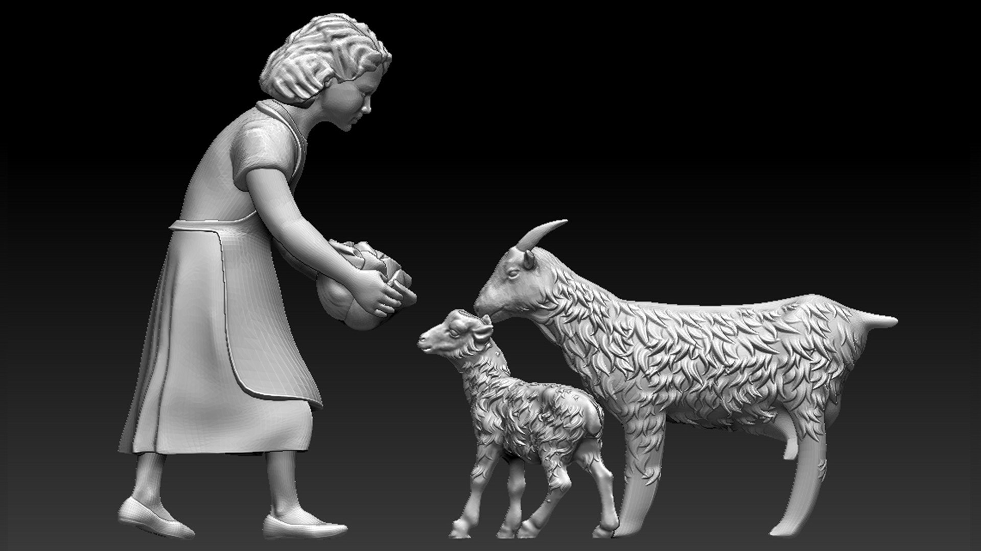 3D Girl And Goats Model - TurboSquid 1778939