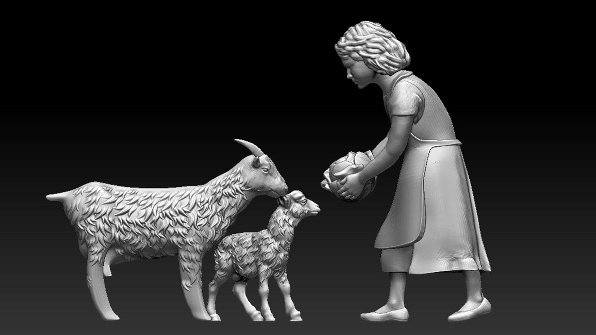 3D Girl And Goats Model - TurboSquid 1778939