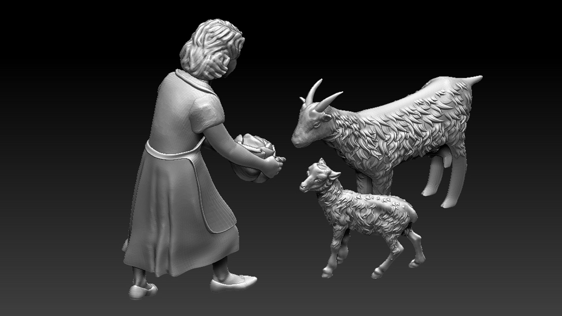 3D Girl And Goats Model - TurboSquid 1778939