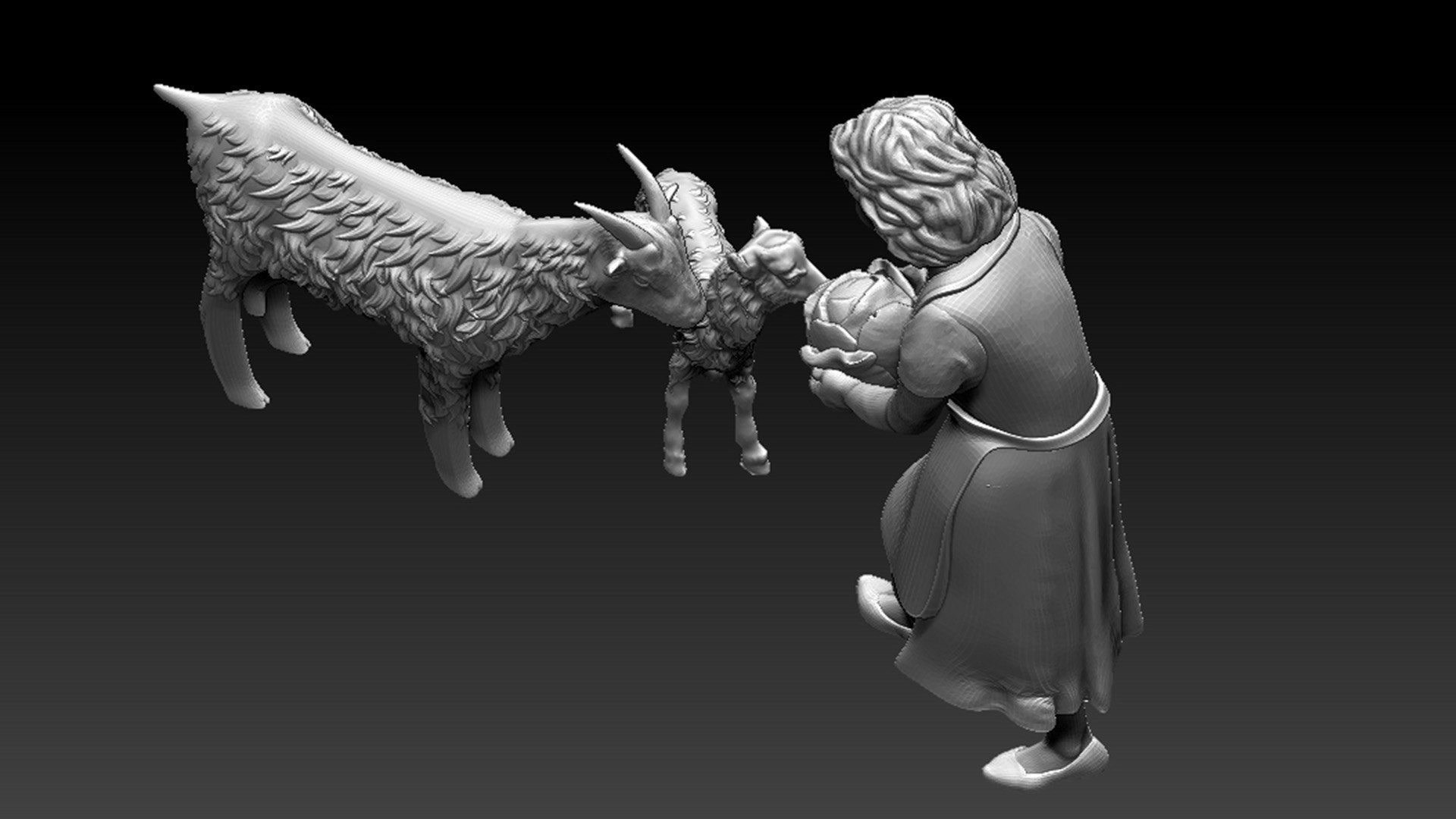 3D Girl And Goats Model - TurboSquid 1778939