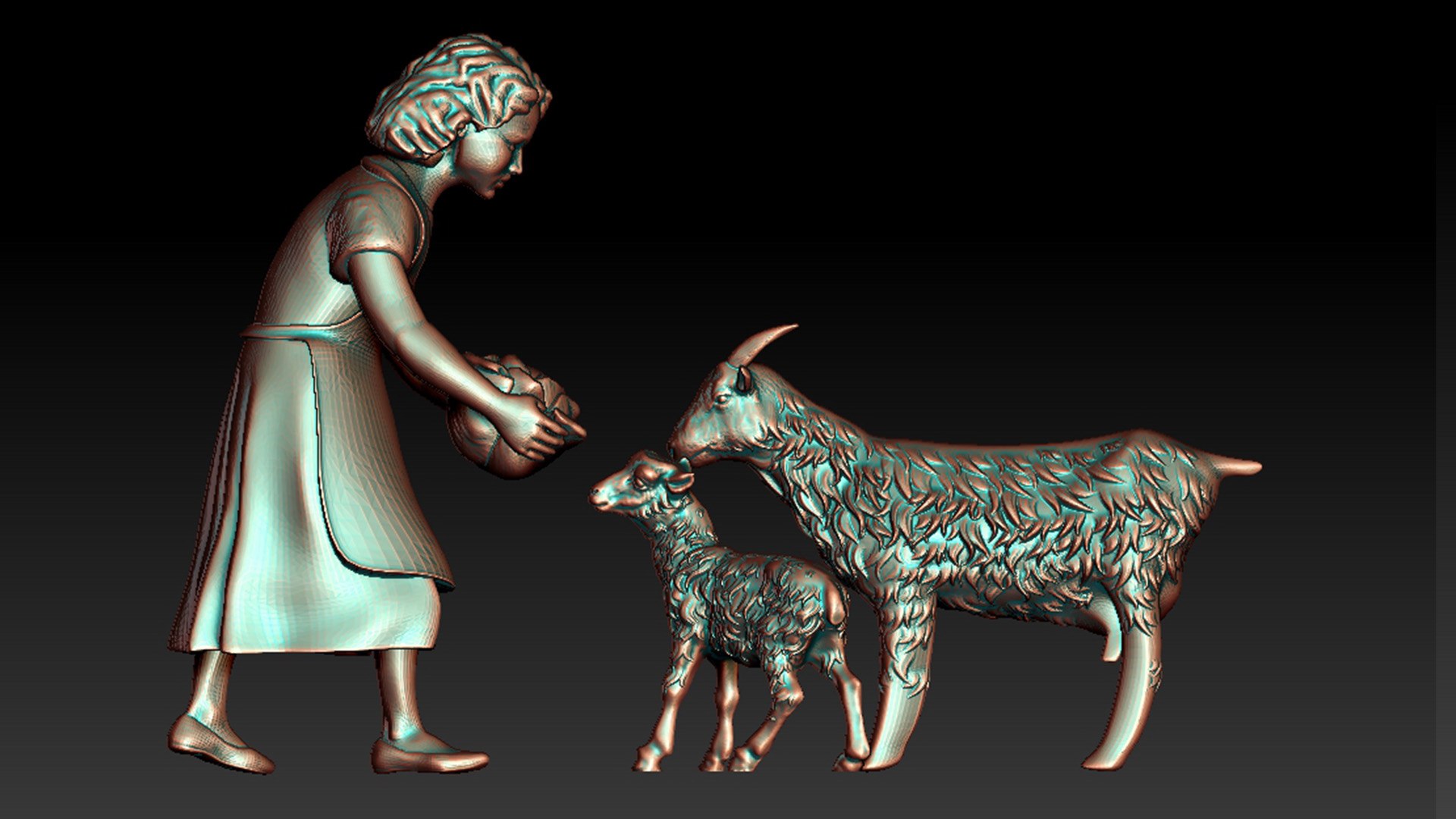 3D Girl And Goats Model - TurboSquid 1778939