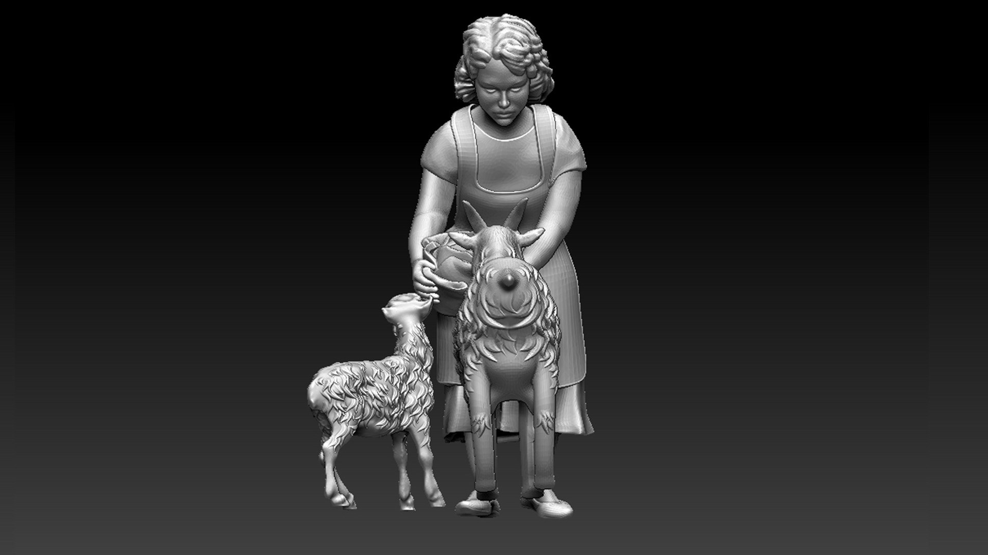 3D Girl And Goats Model - TurboSquid 1778939