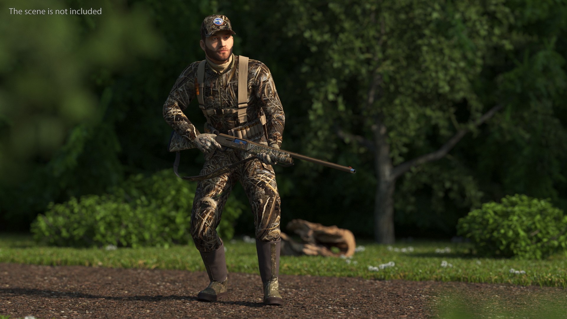3D Creeping Hunter Man In Grass Camo Fur Model - TurboSquid 1959549