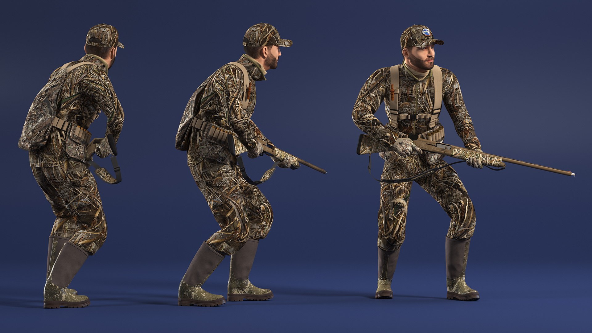 3D Creeping Hunter Man In Grass Camo Fur Model - TurboSquid 1959549