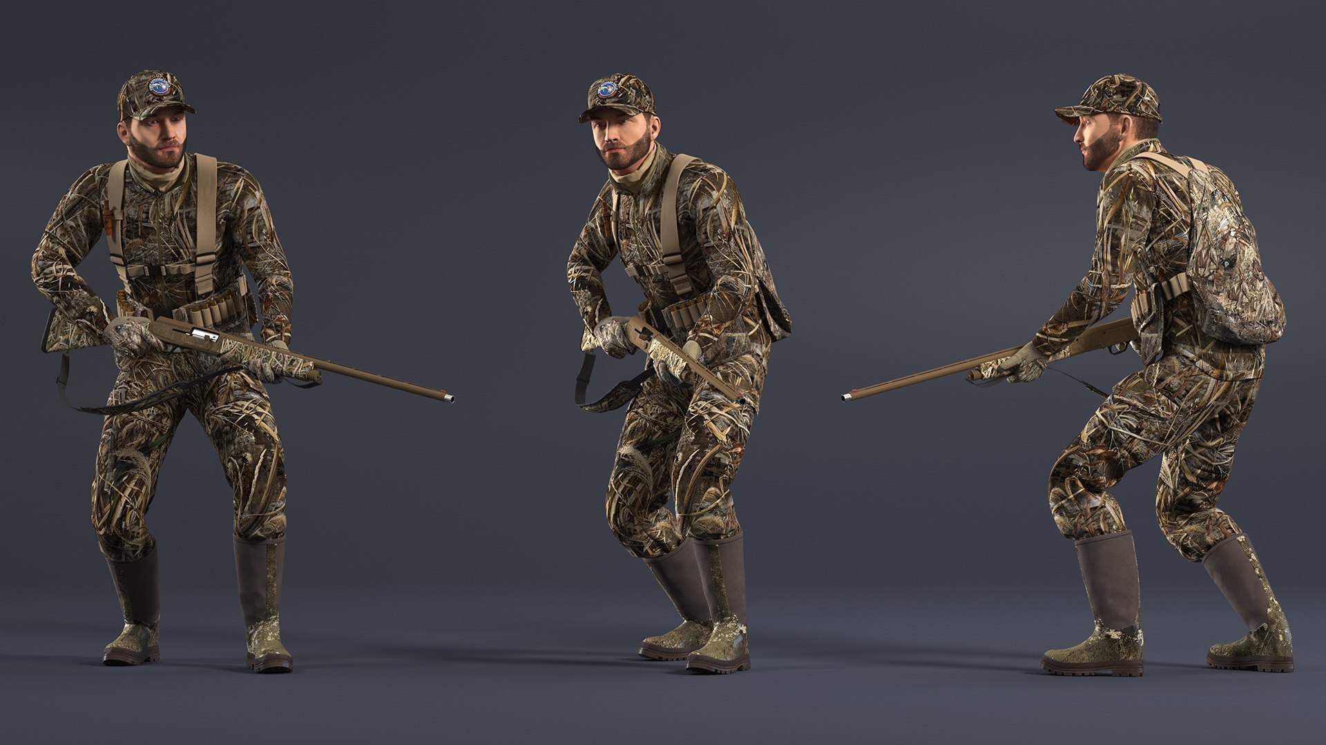 3D Creeping Hunter Man In Grass Camo Fur Model - TurboSquid 1959549