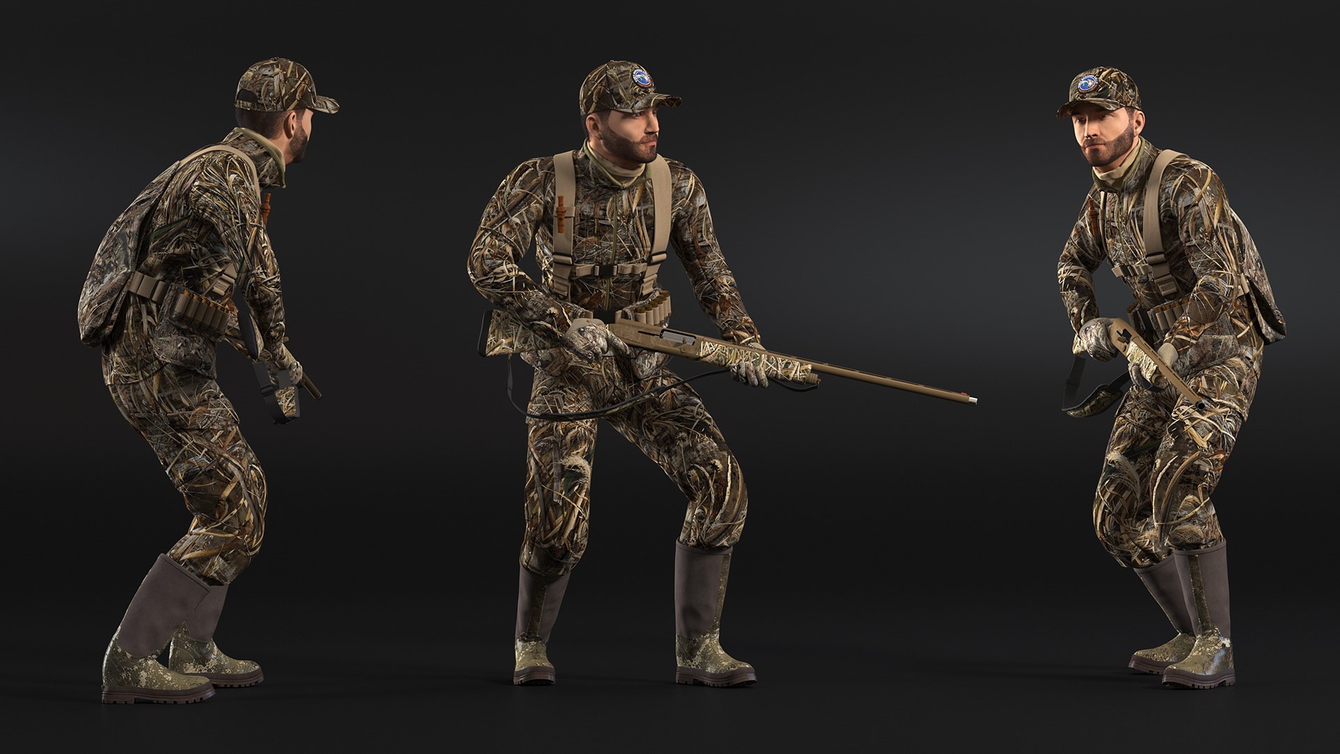 3D Creeping Hunter Man In Grass Camo Fur Model - TurboSquid 1959549