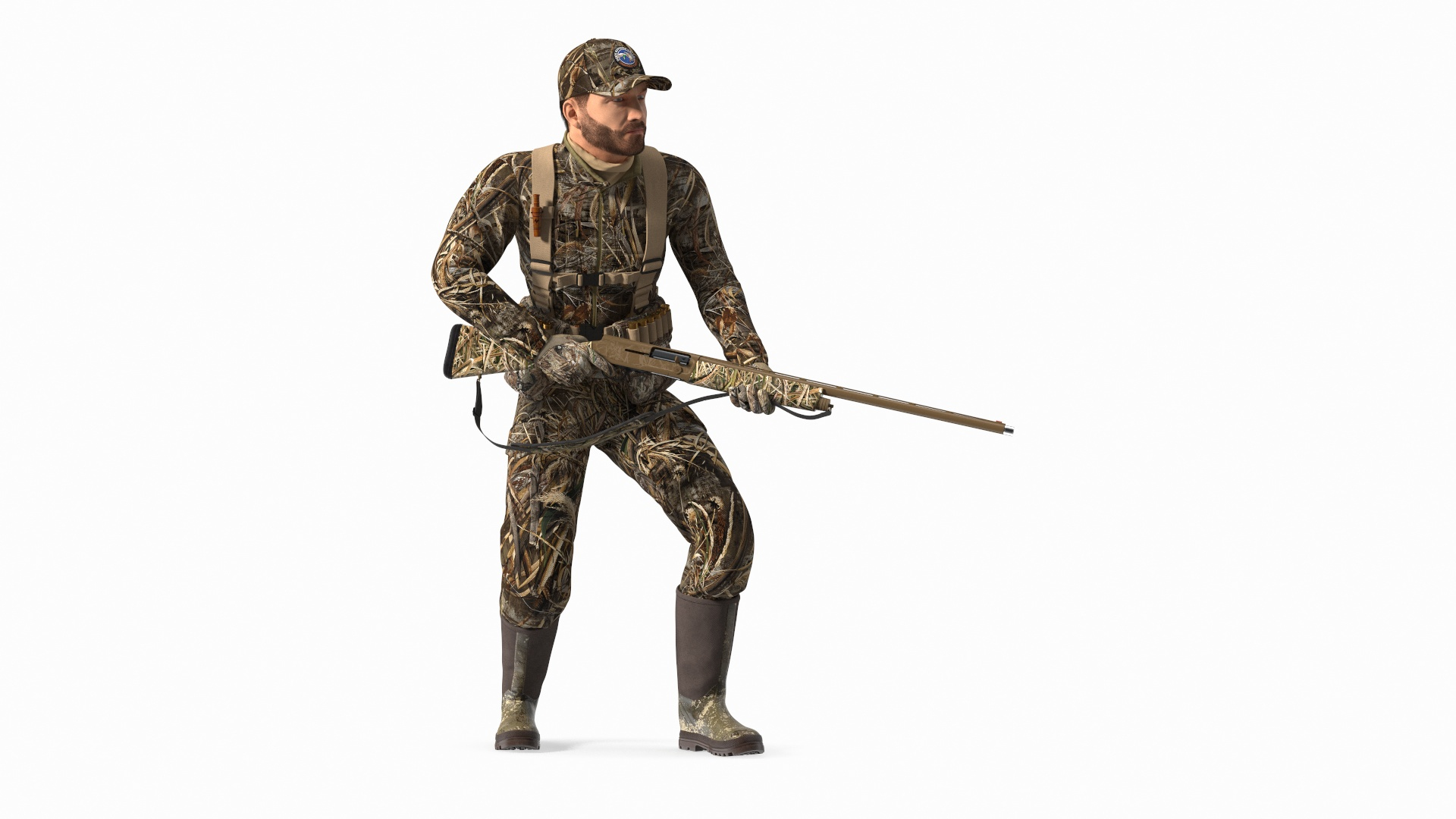 3D Creeping Hunter Man In Grass Camo Fur Model - TurboSquid 1959549