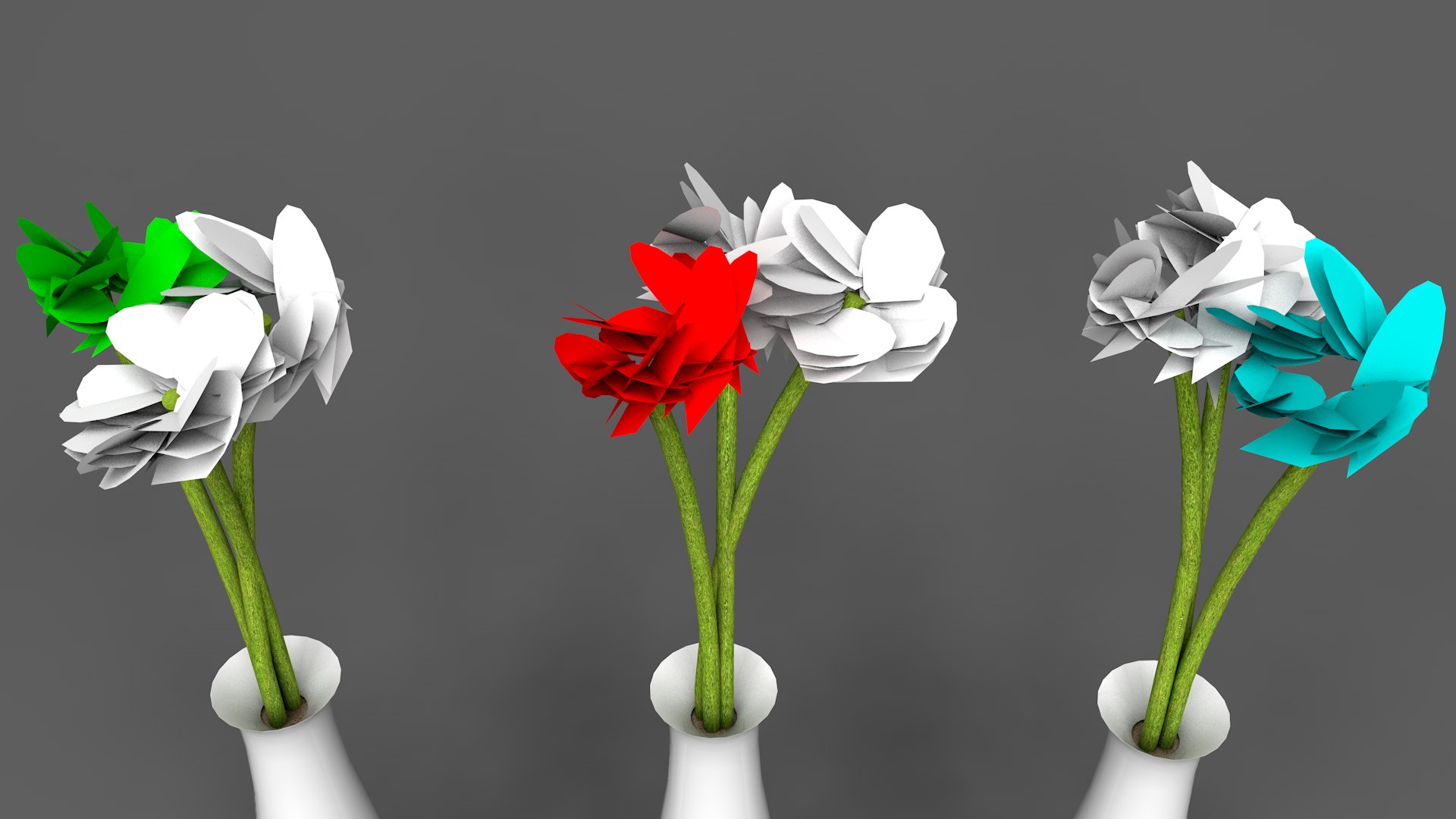 3d Simple Vase Flowers Model