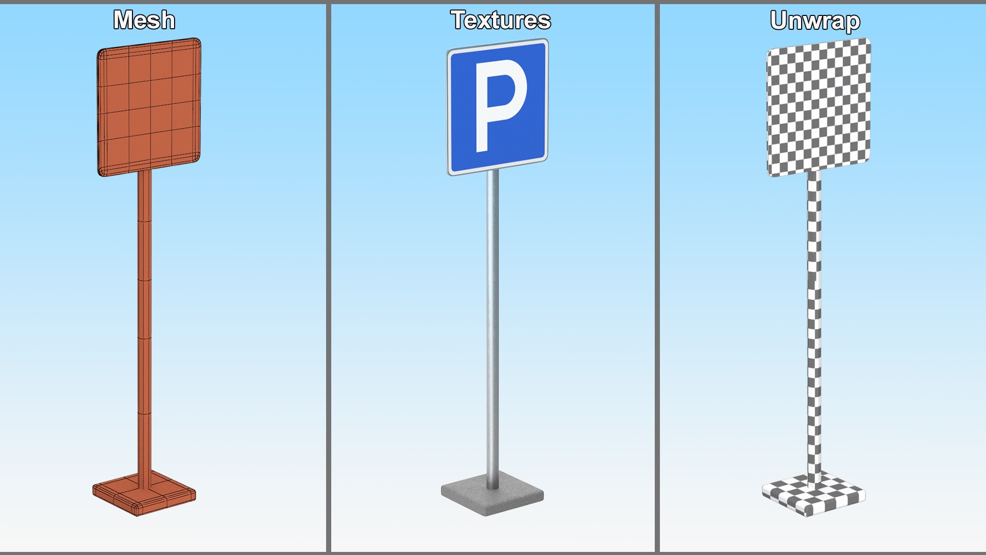 Road Sign Parking 3D Model - TurboSquid 2211861
