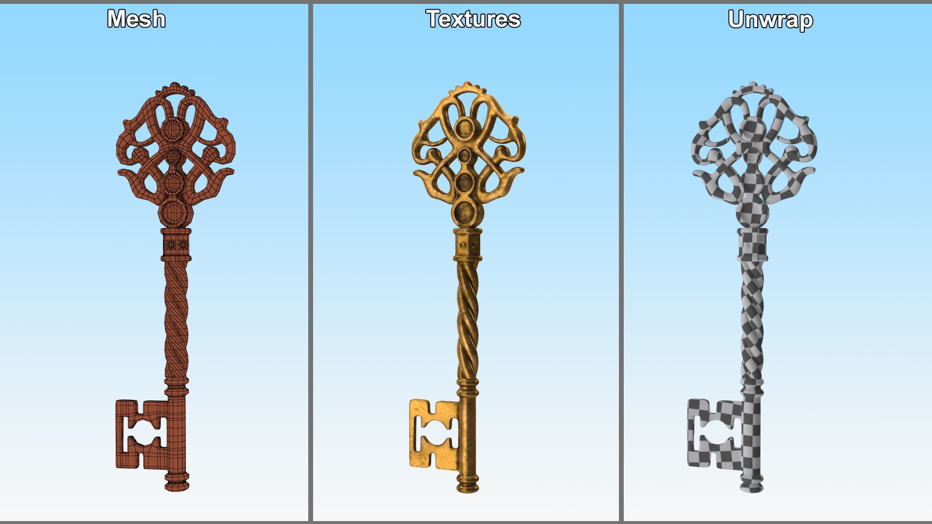 Fantasy Skeleton Key Gold 3D Model - TurboSquid 2246219