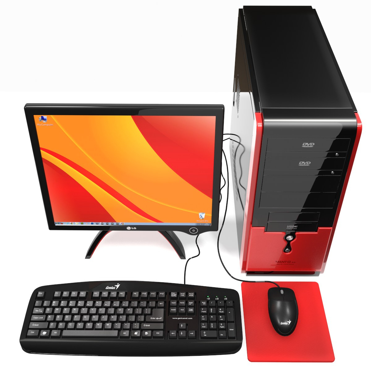 3d model personal computer desktop keyboard